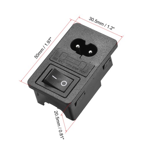 C8-8 Panel Mount Plug Adapter 250V 10A 2P 1.5mm Buckle IEC Inlet 2P ...