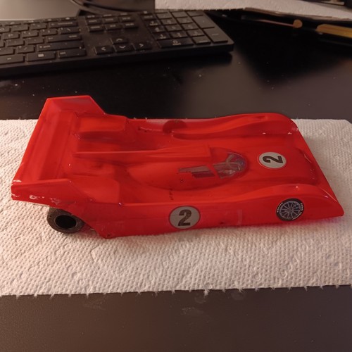 1/24 slot car JK-Aelios 4'' flexi raced on wood track . Runs fast car ...