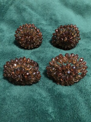 Beaded And Wire Napkin Rings Amber Stones | eBay
