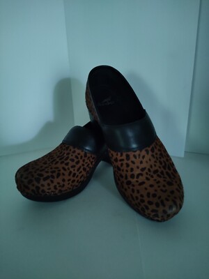 Dansko Prima Hair Calf Cheetah Clogs Leopard Animal Print Sz 39/8.5-9 ...