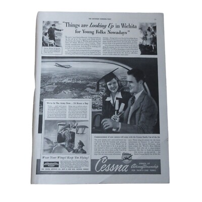 1946 Cessna Airplane - Things Are Looking Up - Vintage Print Ad | eBay