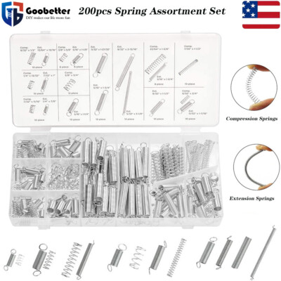 200pcs Spring Assortment Set Zinc Plated Steel Extension and ...