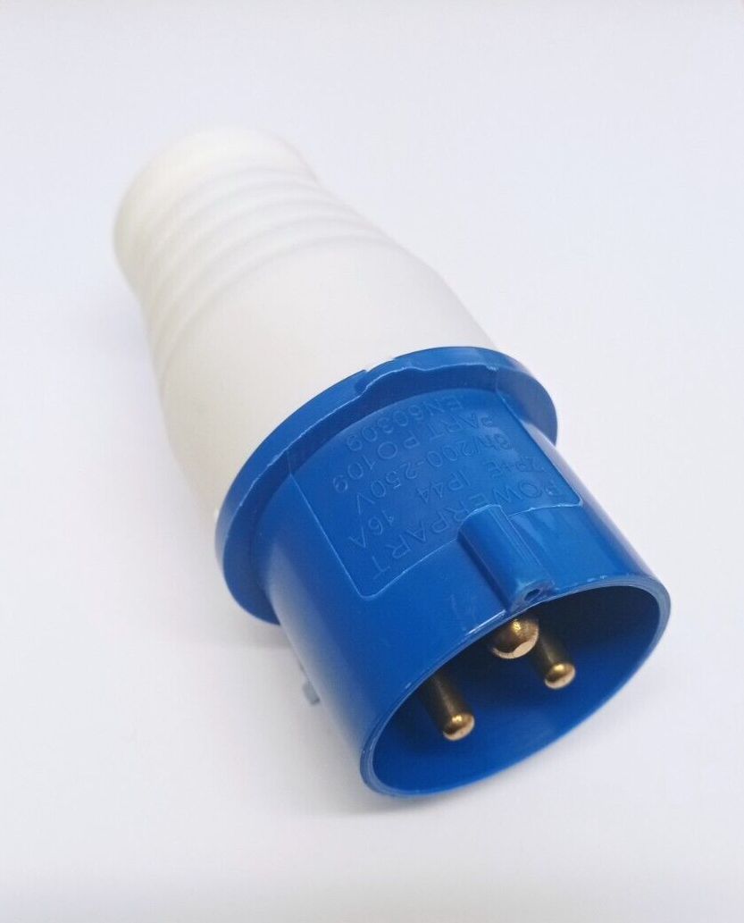 Caravan Mains Plug 240v 16A Blue 3 Pin Electric Hook Up Male Connector ...