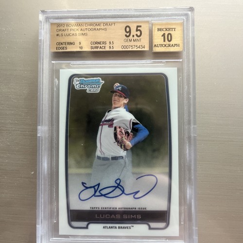 LUCAS SIMS 2012 BOWMAN CHROME DRAFT ON CARD ROOKIE AUTO BGS 9.5/10 | eBay