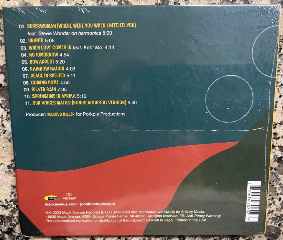 JONATHAN BUTLER Ubuntu CD New/sealed Artistry/Mack Ave. Records ART7080 ...