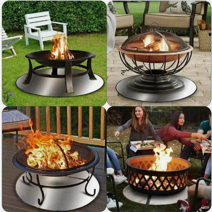 36"Round Fireproof Mat Deck Protector Fire Pad Fire Pit for Outdoor ...
