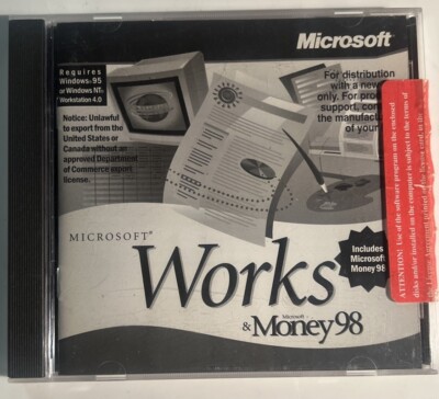 Microsoft Works & Money 98 Full Version CD New PC Only Version | eBay