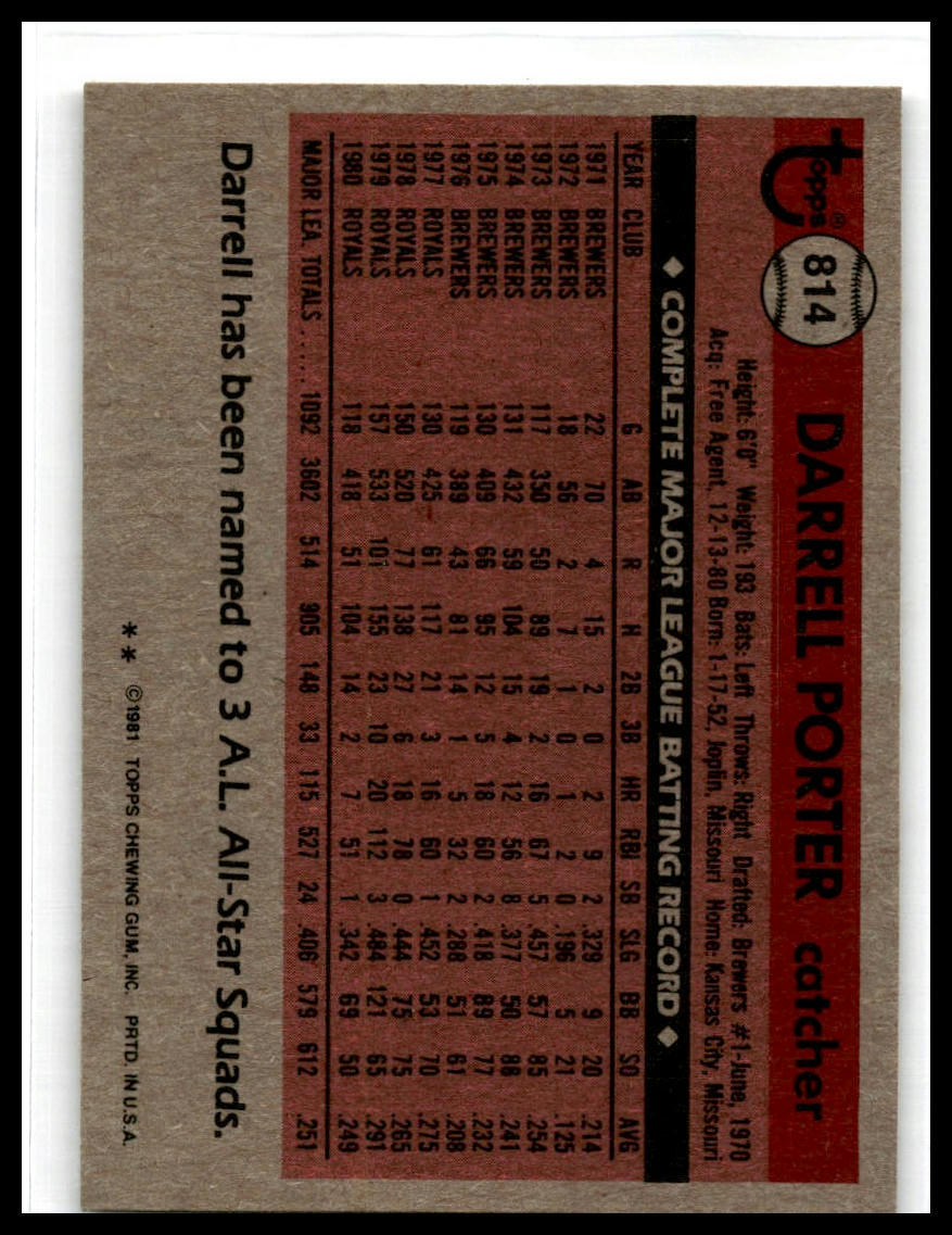 1981 Topps Traded - #814 Darrell Porter for sale online | eBay