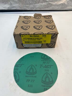 BOX OF 100 Klingspor 6" No Holes 320 Grit FP77 Sanding Discs 0320W 6"X ...