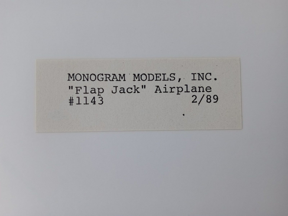 1989 Monogram Toy Fair PRESS RELEASE New Motorized Flap Jack Airplane ...