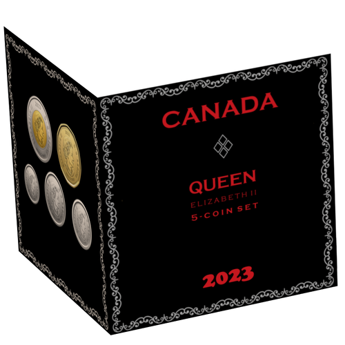 🇨🇦 New Canada 5-coin Set 2023, $2, $1, 25c, 10c, 5c, Queen Memory Mark ...