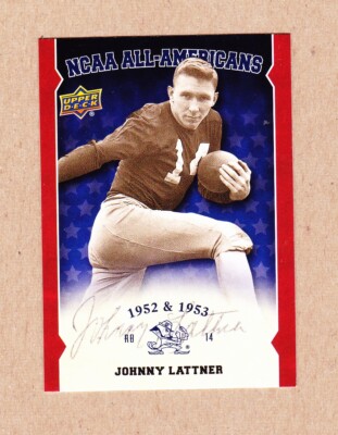 Johnny Lattner signed 2013 Upper Deck Notre Dame AA card #AALA Notre ...