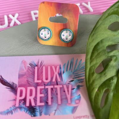 Stud Round Earrings Teal Slushie Slurpee Cool Drink Mix | eBay