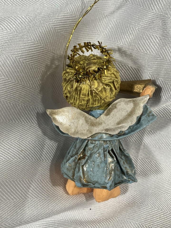 Vintage Paper Mâché Angel With Horn Christmas Ornament | eBay
