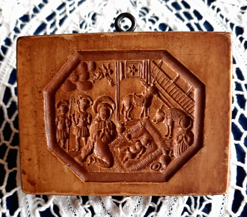 RARE SWISS Springerle Butter Cookie Stamp Press Mold - OCTAGON NATIVITY ...