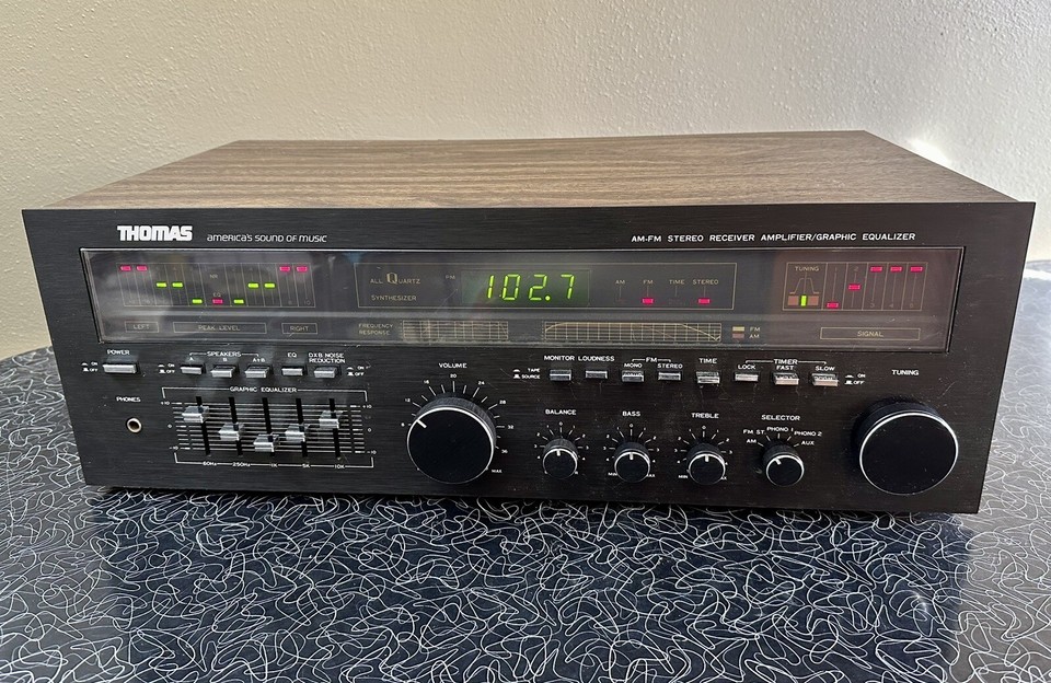 Vintage Thomas AM-FM Stereo Receiver w EQ 9000 Wood Case Clean Working ...