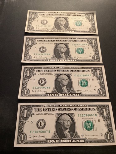 (4) One Dollar Bills Serial Numbers In Sequential order *090 | eBay