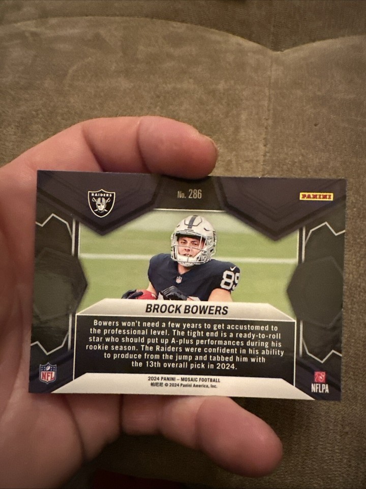 2024 Mosaic #286 Brock Bowers RC NFL Debut Insert Vegas Raiders Rookie ...