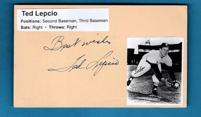 1953 TED LEPCIO-BOSTON RED SOX AUTOGRAPHED PENNY POSTCARD W/PHOTO-(d ...