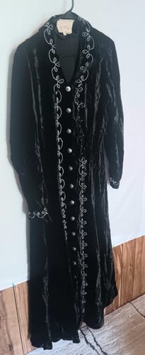 Double D Ranch Wear Black Velvet Duster Coat Large Womens Yoakum Texas ...