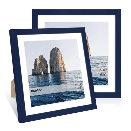 12x12 Picture Frame Set of 2, 12 x 12 Wood Photo Frames with Mat for ...