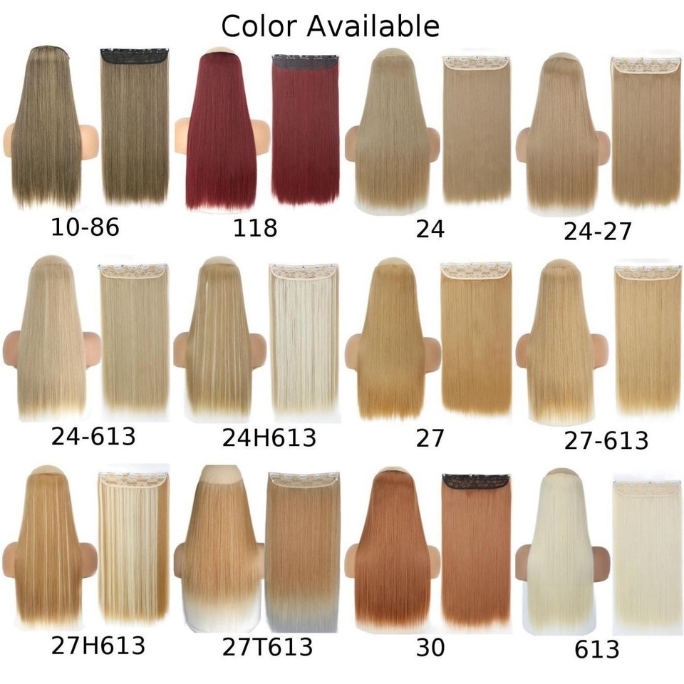 Clip In Hair Extensions 55cm Long Straight 5 Clip Synthetic Fiber for ...