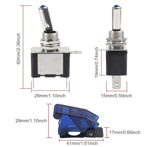 6PCS 12V LED Toggle Switch Heavy Duty Rocker Toggle Switch 12V 20A SPST ...