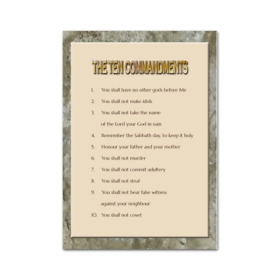 CHRISTIAN POSTER THE TEN COMMANDMENTS A4 size laminated suitable for ...