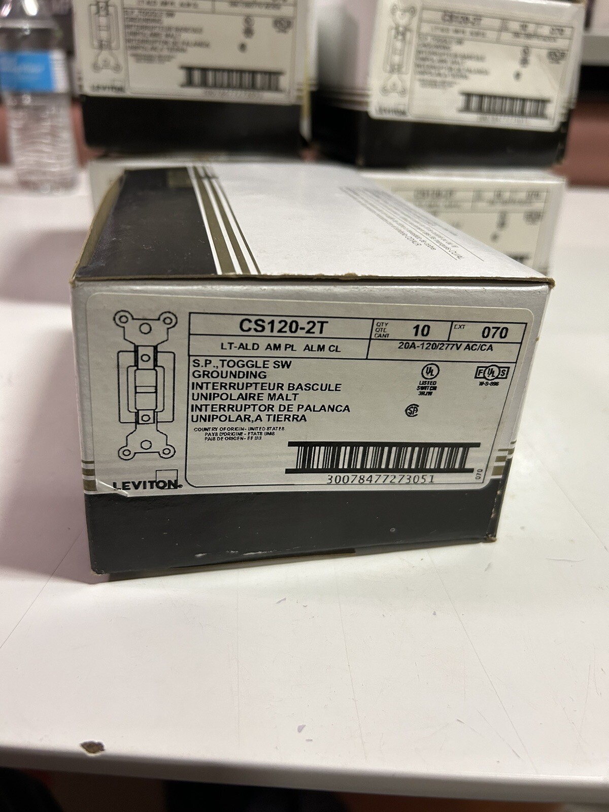 Leviton Box of 10 Lt Almond Commercial Light Switch 20A CS120-2T Single ...