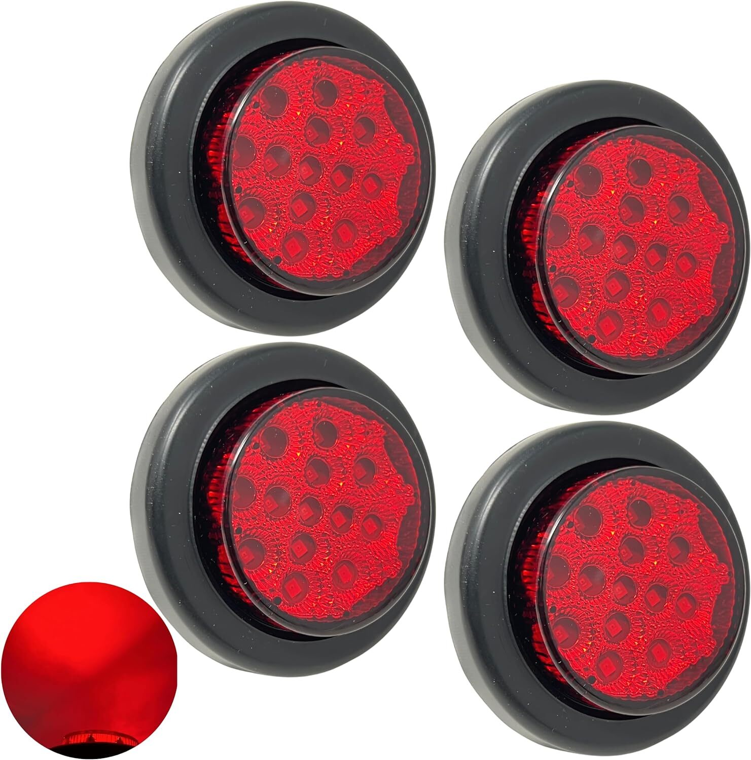 2" Round 13 LED Red/Amber Light Truck Trailer Side Marker Clearance ...