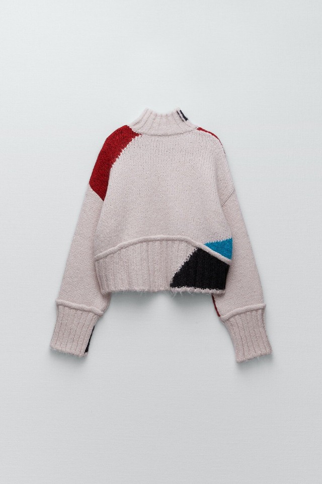 Zara Colorblock Knit Sweater 5802/109 SZ S | eBay