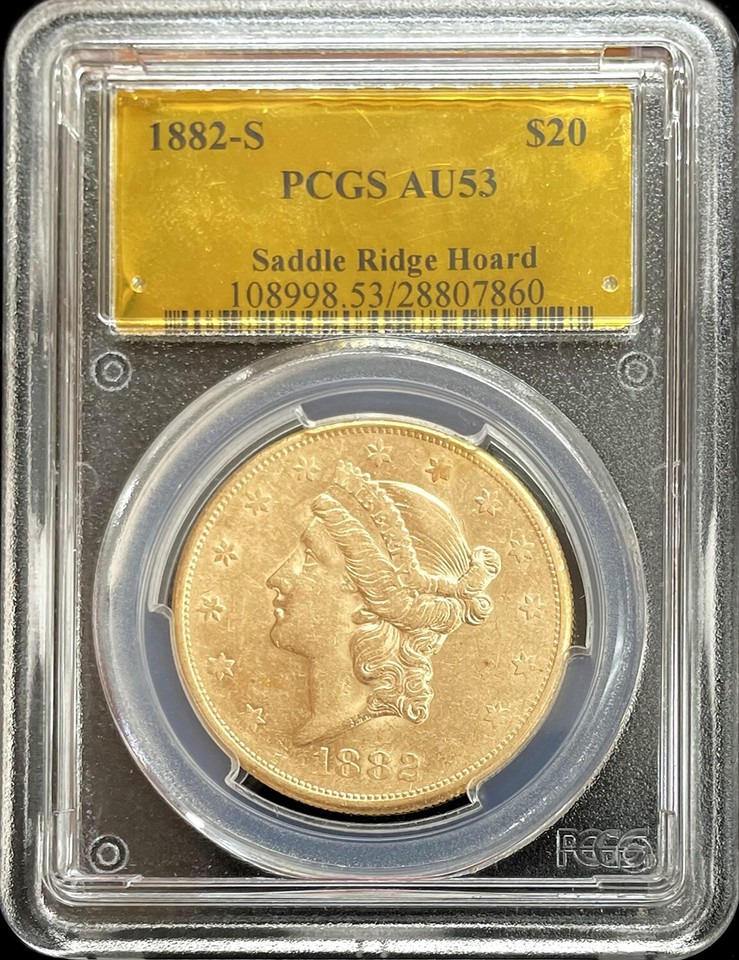 1882 S GOLD $20 SADDLE RIDGE HOARD LIBERTY HEAD DOUBLE EAGLE PCGS ABOUT ...