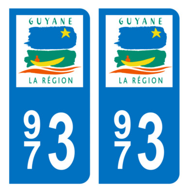 Autocollant Stickers plaque d'immatriculation voiture auto 973 Guyane DROM | eBay