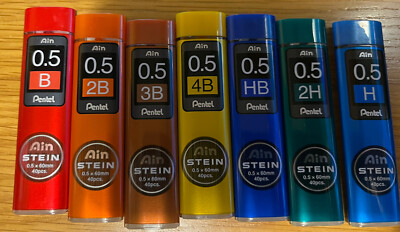 Pentel AIN Stein Mechanical Pencil Lead Refills - 0.5 H 2H HB B 2B 3B ...