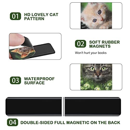 MWOOT 30Pcs Magnetic Bookmarks, Cute Cats Magnet Page Markers Kit ...