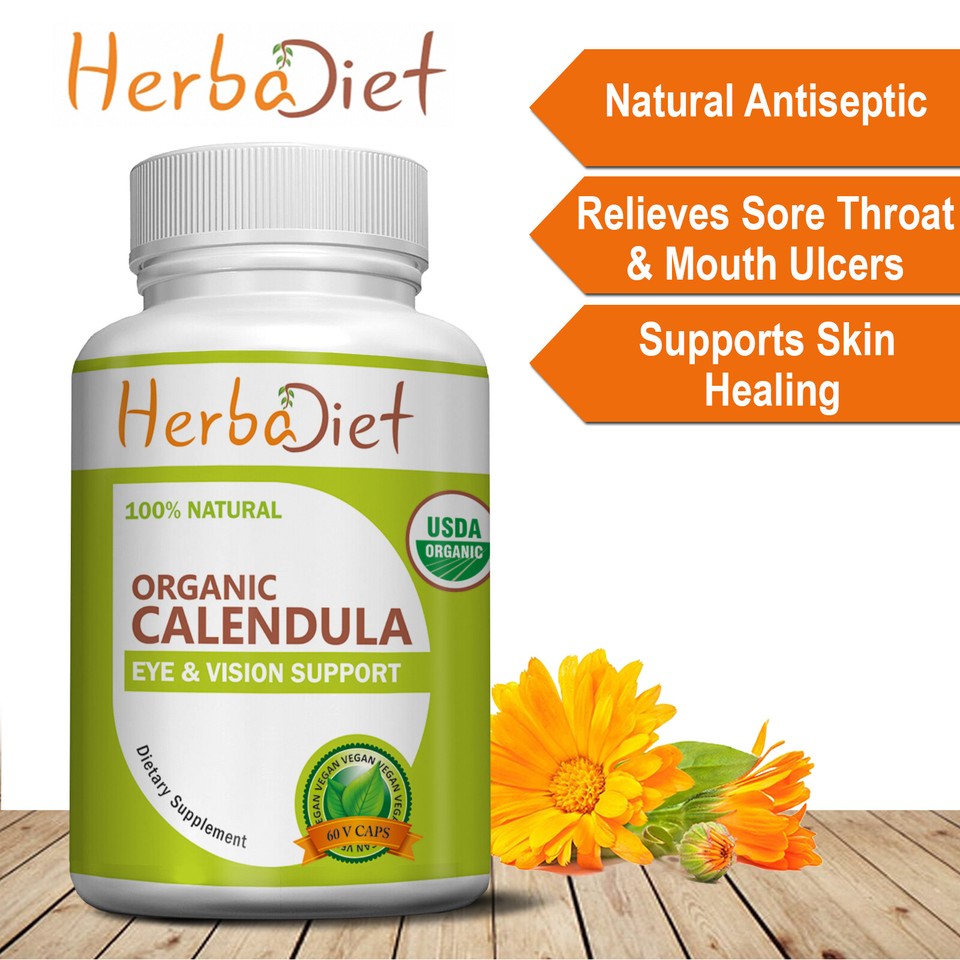 Organic Marigold Capsules Calendula Flower Lutein Source Eye & Vision ...