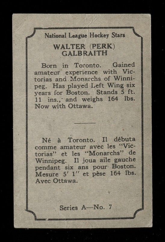 1933 O-PEE-CHEE #7 WALTER GALBRAITH BOSTON BRUINS OPC V304A SERIES A ...