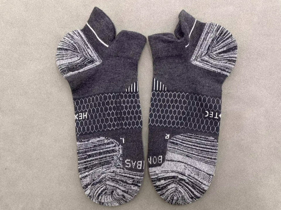 Women's Hex Tec Lightweight Running Ankle Socks Size L Charcoal Bombas ...