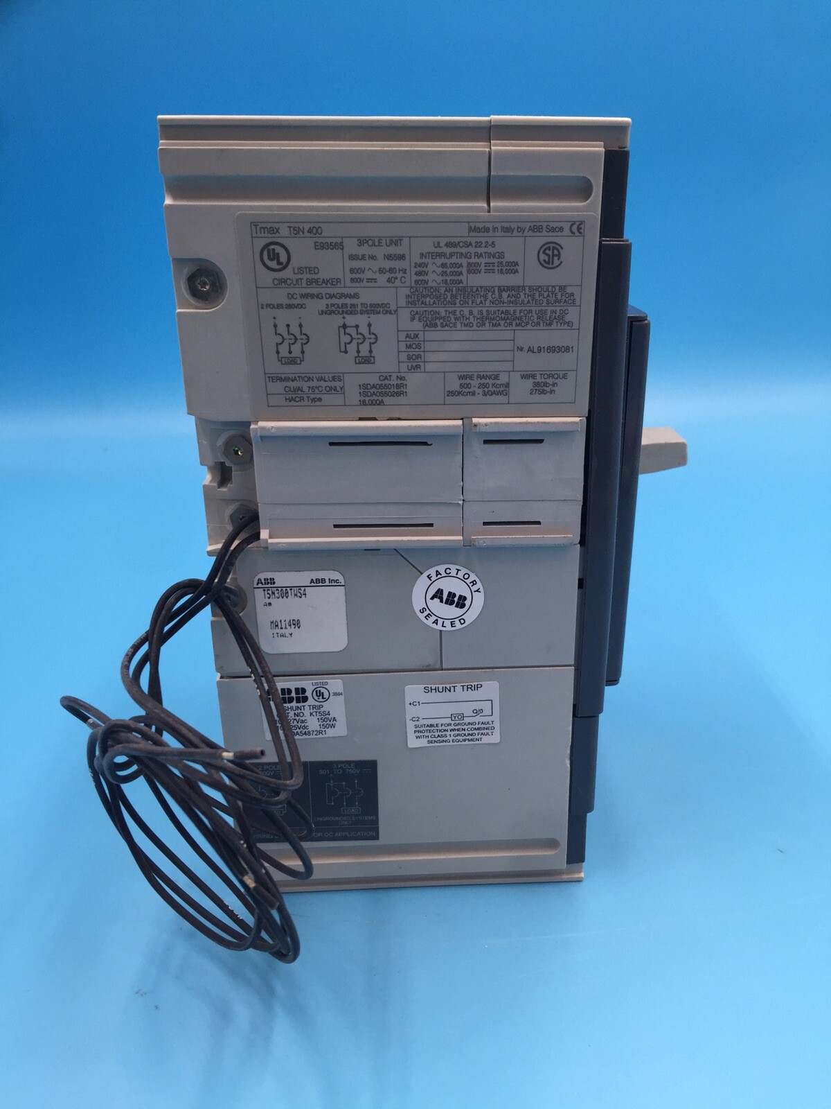 HOUSTON STOCK NEW ABB T5N300TWS4 SACE TMAX T5N 300 AMP FREE 2 DAY AIR ...