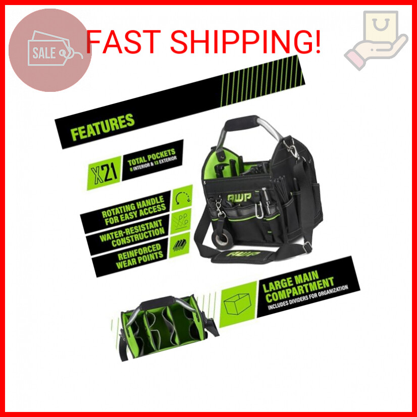 AWP 12 Inch Pro Tool Tote with Rotating Handle for Easy Tool Access ...