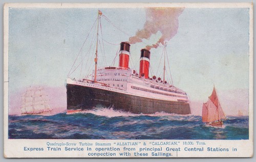 SS CALGARIAN & SS ALSATIAN Allan Line Ships Postcard | eBay