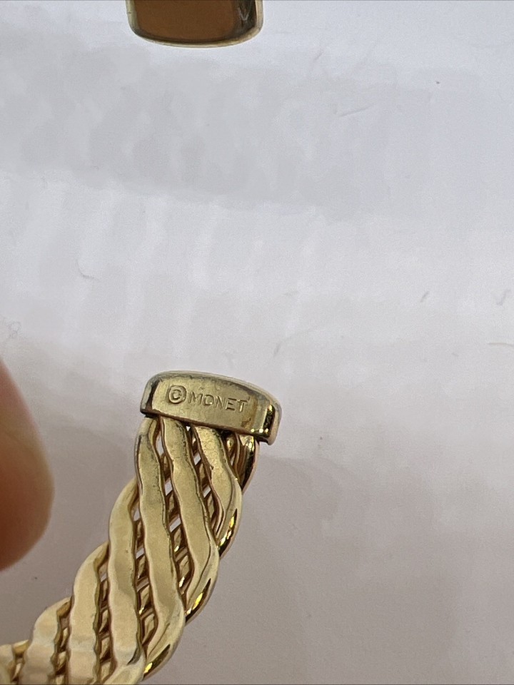 Vintage Signed Monet Gold Tone Cuff Bracelet 8891 | eBay
