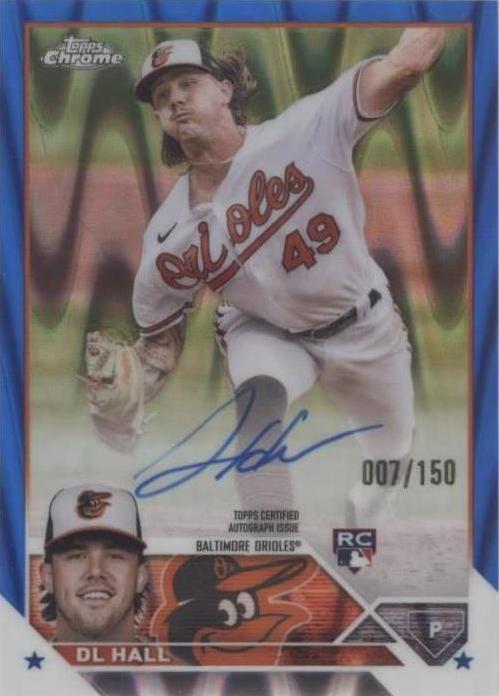 2023 Topps Chrome - Rookie Autographs DL Hall #RA-DLH Blue RayWave ...