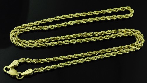 14k Solid yellow gold rope chain necklace 16-24 inches 2.5mm 7.50-11 ...