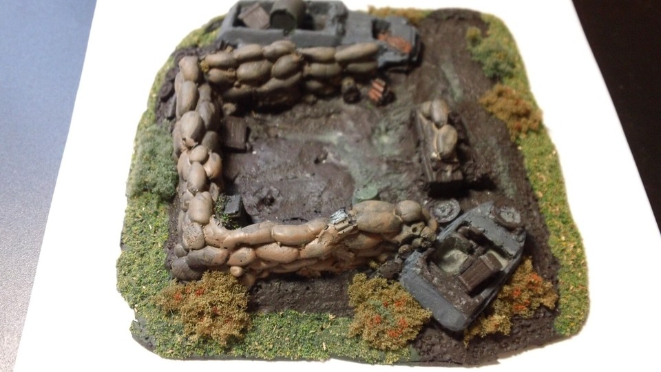 15MM OBJECTIVE MARKER Base with Damaged vehicles from WW2 Painted Use ...