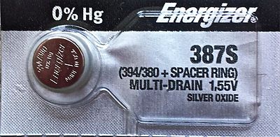 ENERGIZER 387S 394/380 + Spacer Ring Brand New Battery Authorized ...