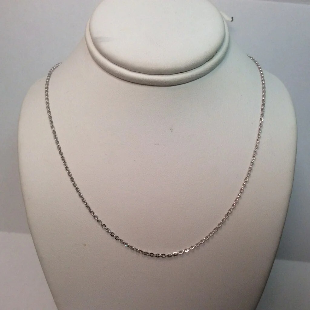 1.30mm 10k White Real Gold Solid Rollo Cable Link Rolo Necklace 16'' 18 ...