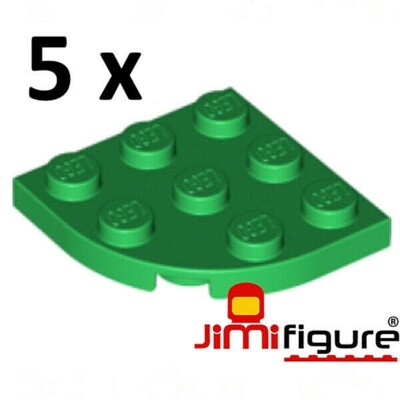 NEW 5 x LEGO 3x3 Plate with Round Corner Green 30357 Genuine Quarter 1/ ...