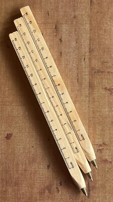 3 Wooden Ruler Ball Point Pens, Seamstress Gift, Novelty Design ...