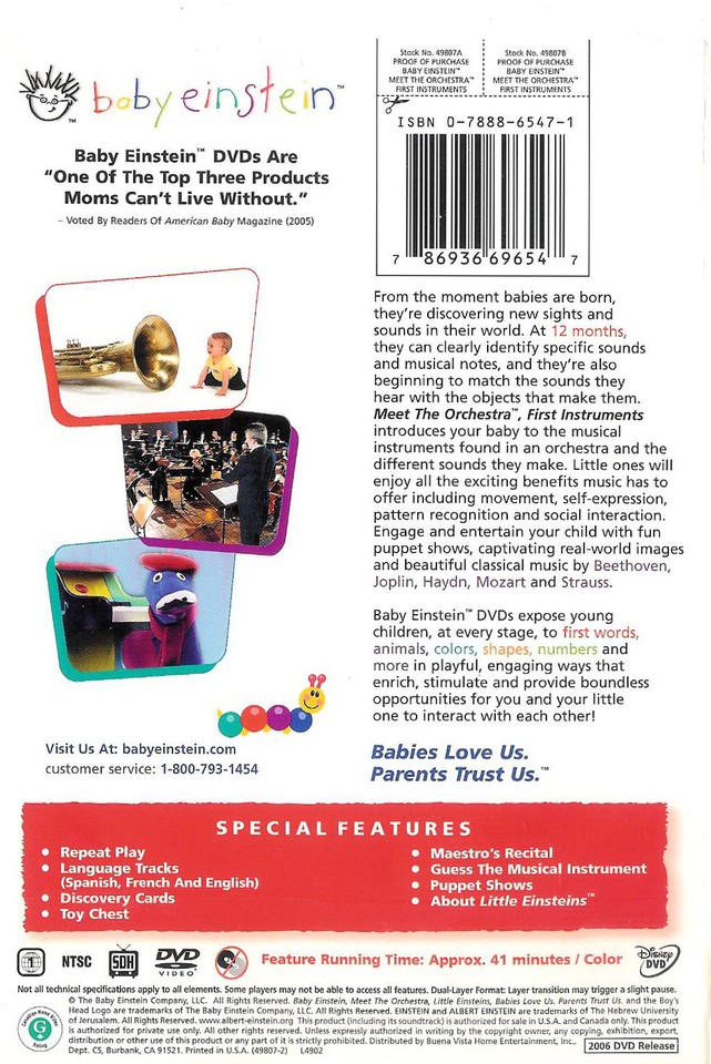Baby Einstein: Meet The Orchestra - First Instruments ~ DVD ~ FREE ...